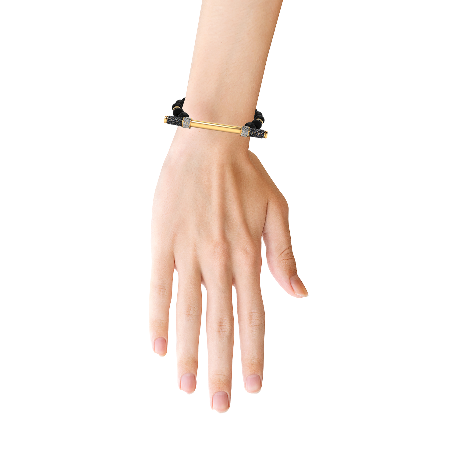 Buy Online Black Onyx & Diamond Baton Bracelet | DEEMI Jewels
